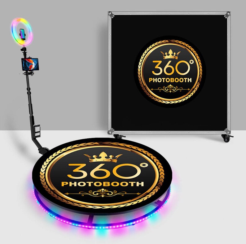 360 PHOTO BOOTH BUNDLE Automatic With Logo Custom Led Lighting 5 Year ...