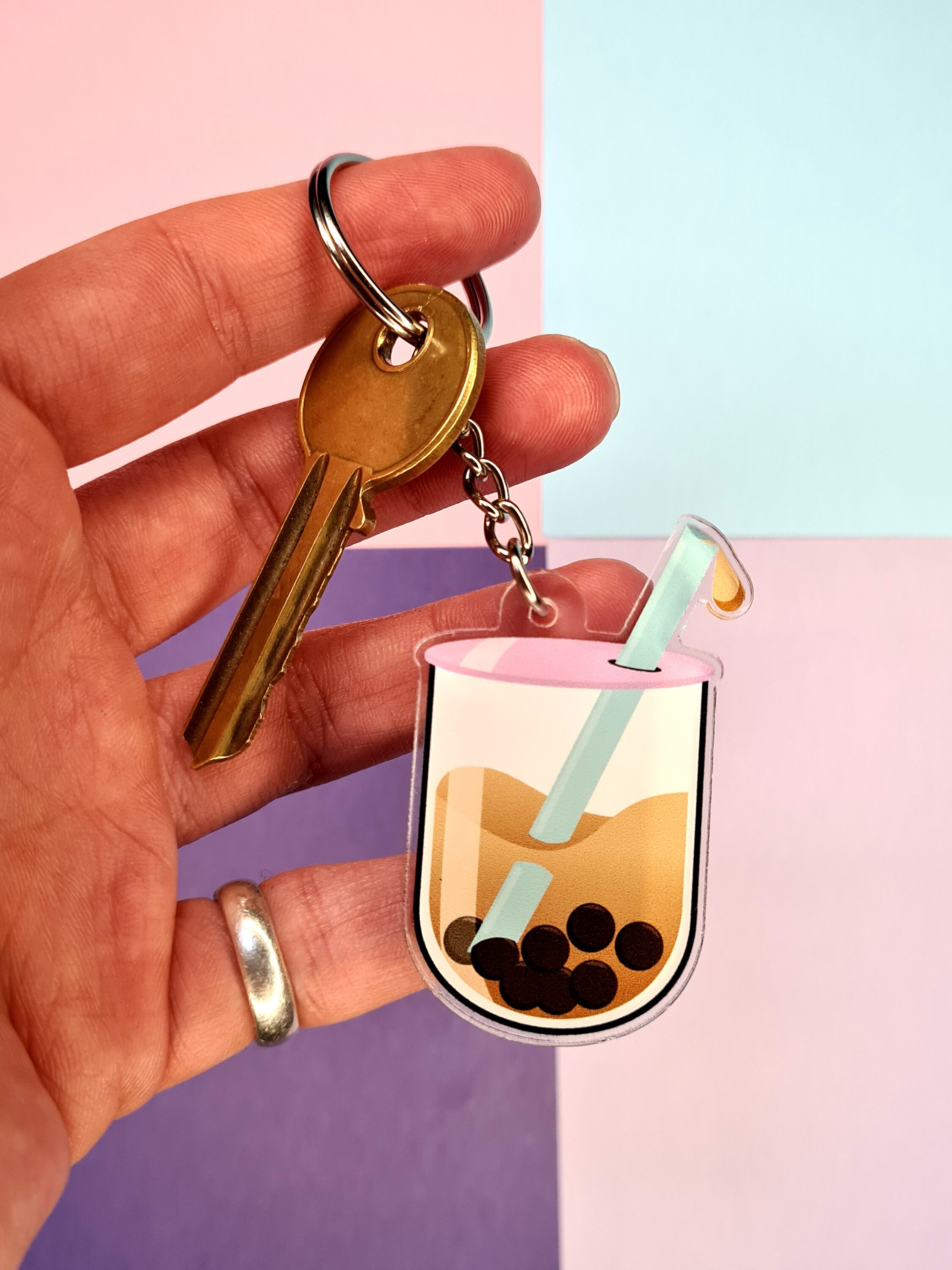 Bubble Tea Keychain Cute Keychain Kawaii Aesthetic Boba | Etsy