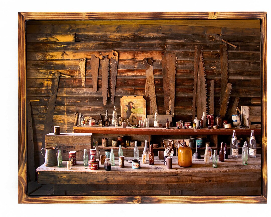 Tool Wall Display in the Ghost Town of Garnet Montana Stretched Canvas ...