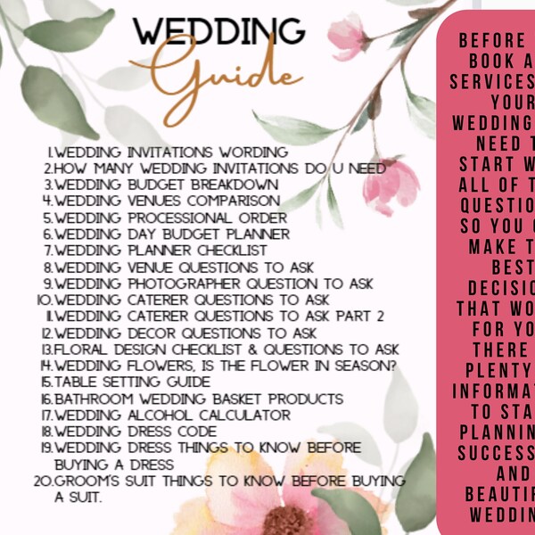 Wedding Planner Guide, Wedding Guide, Wedding Planner Book, Wedding ...