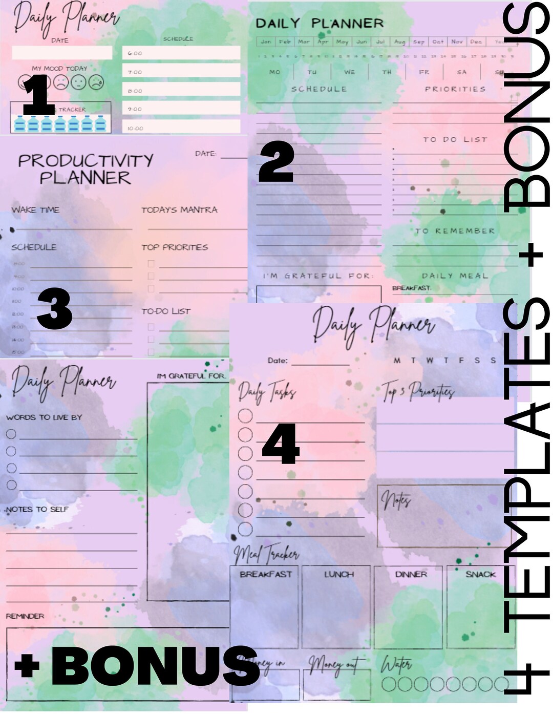 Daily Planner, Schedule, Digital Daily Planner, Day Planner Work ...