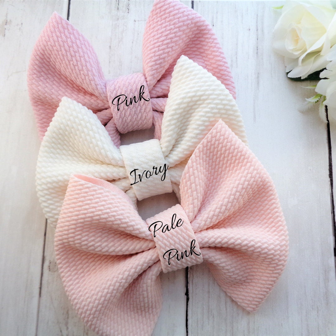 Waffle Fabric Hair Bow, Solid Color Hair Bows, Soft Fabric Hair Bows ...