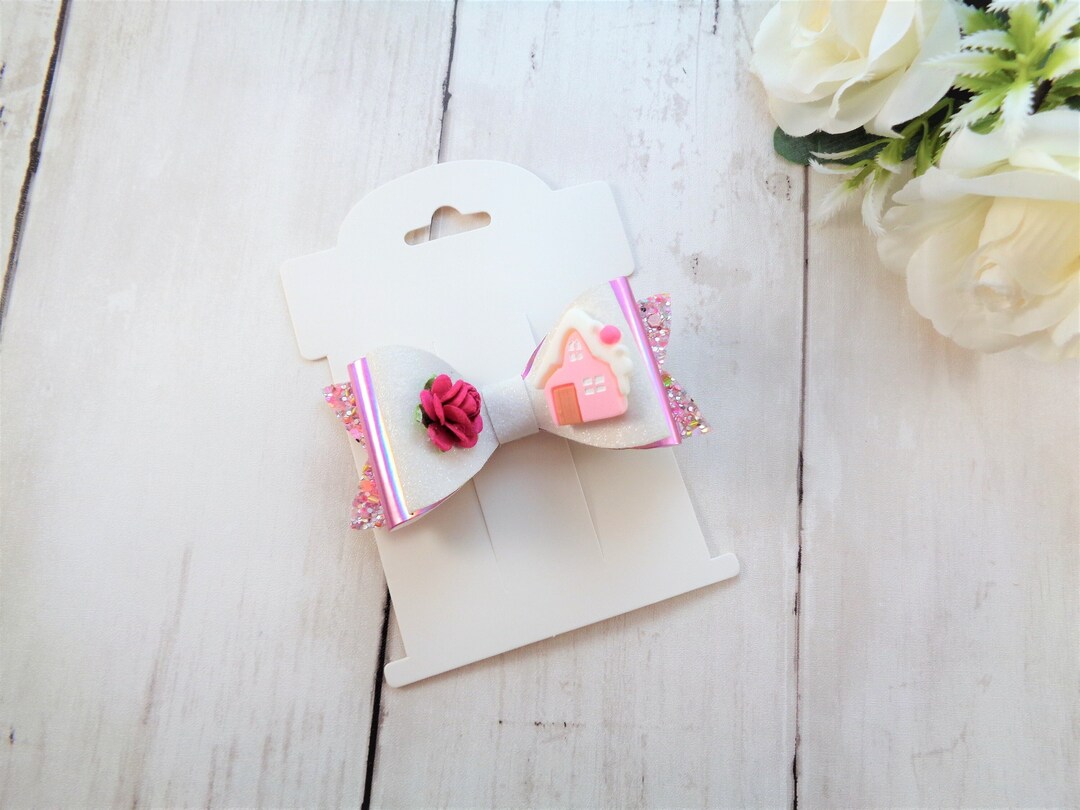 Gingerbread House Hair Bow, Pink Glittery Bow - Etsy
