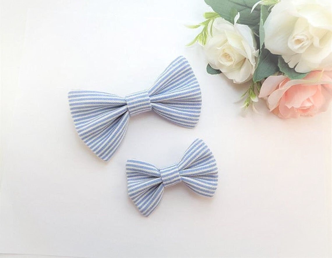 Denim Bow Sibling Set, Blue Sister Brother Bow Set, Matching Bow Tie ...