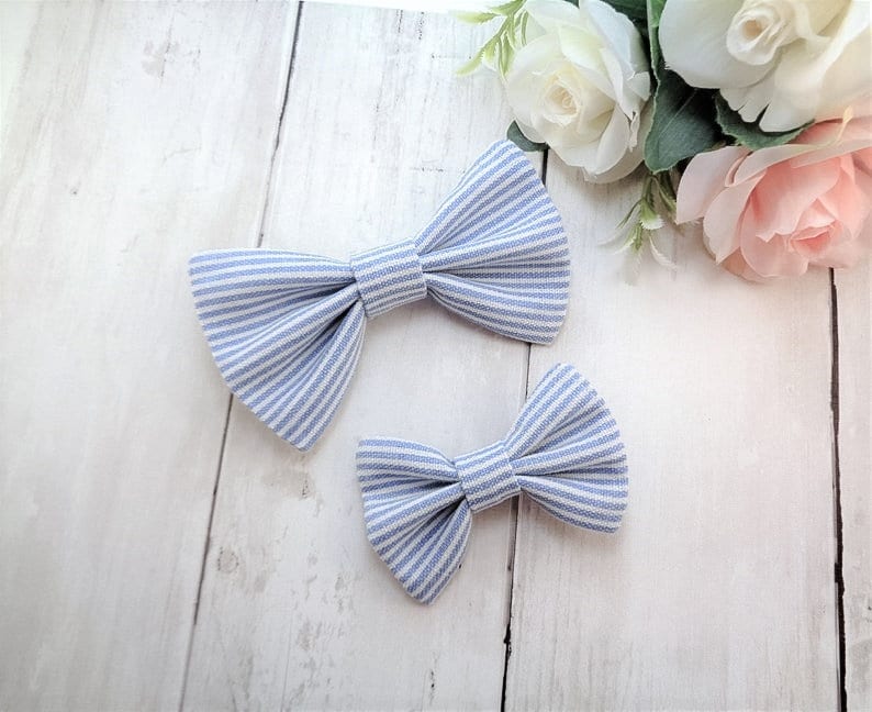 Denim Bow Sibling Set, Blue Sister Brother Bow Set, Matching Bow Tie ...