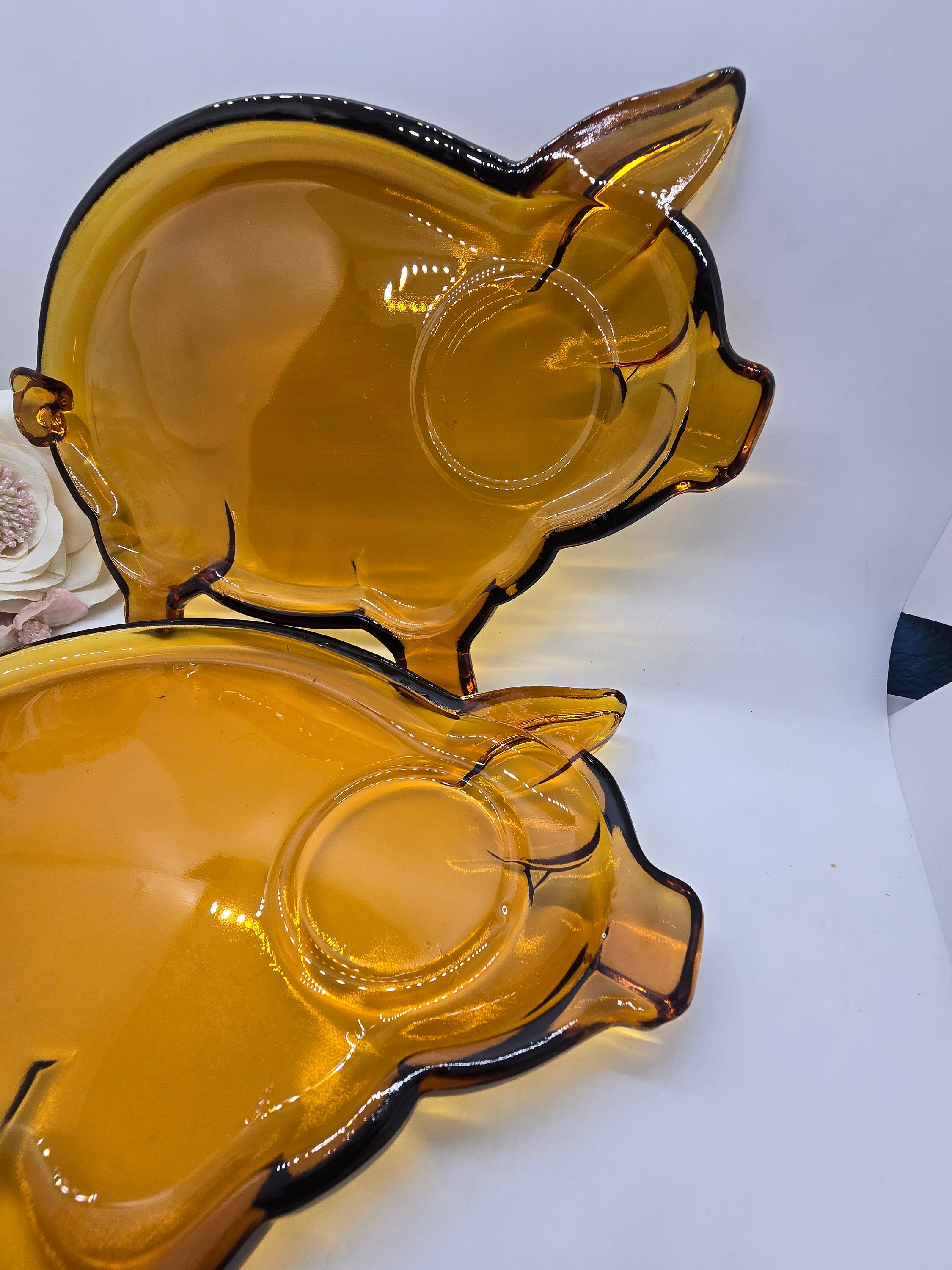 Vintage Amber Pig Indiana Glass Snack Lunch Appetize Plate - Etsy