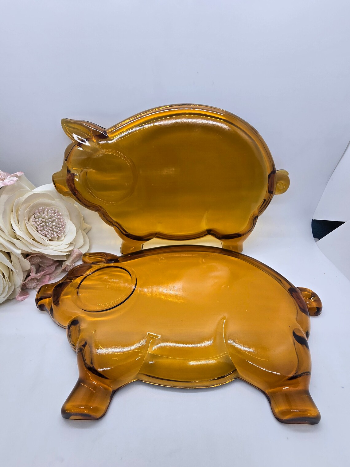 Vintage Amber Pig Indiana Glass Snack Lunch Appetize Plate - Etsy