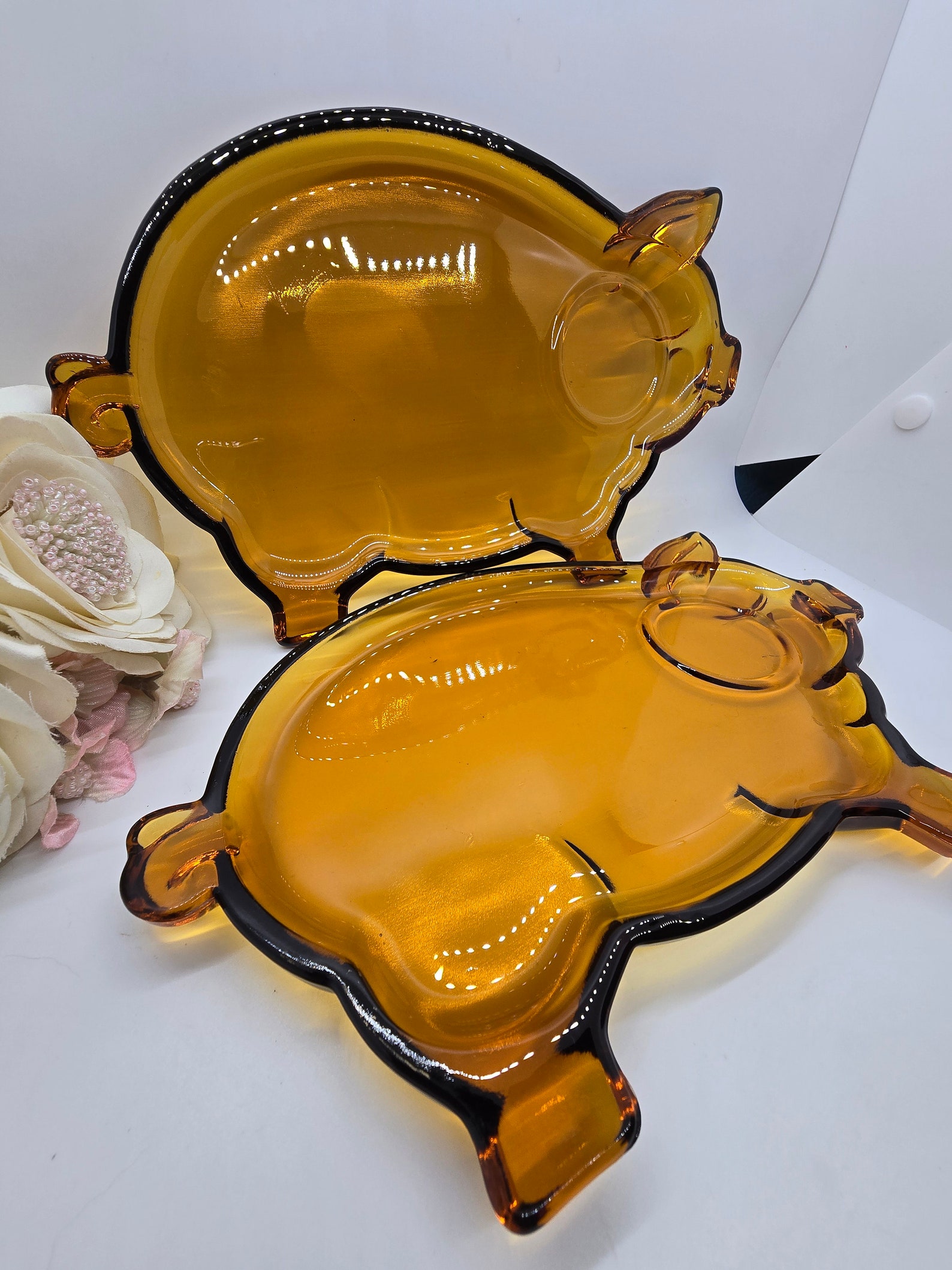 Vintage Amber Pig Indiana Glass Snack Lunch Appetize Plate - Etsy