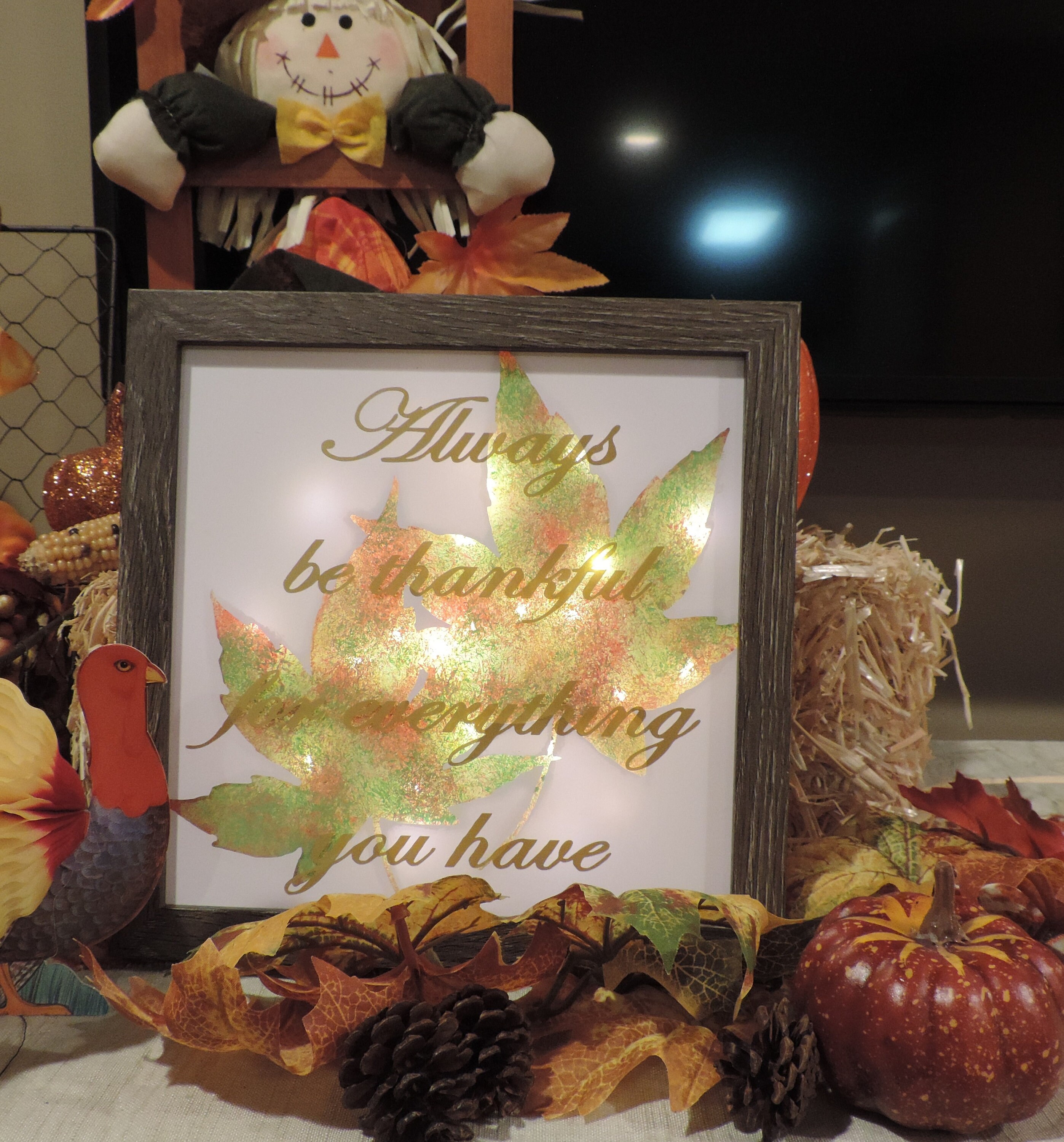 Thanksgiving Light up Shadow Box - Thankful Message - Etsy