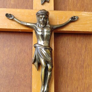 Cross Crucifix Vintage Church Wall Carved Wood Brass Color - Etsy