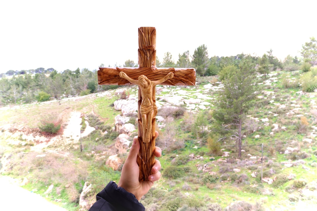 Large Catholic Wall Crucifix Handmade Olive Wood 14 Inch Crucifix Holy ...