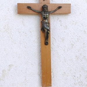 Cross Crucifix Vintage Church Wall Carved Wood Brass Color - Etsy