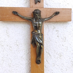 Cross Crucifix Vintage Church Wall Carved Wood Brass Color - Etsy