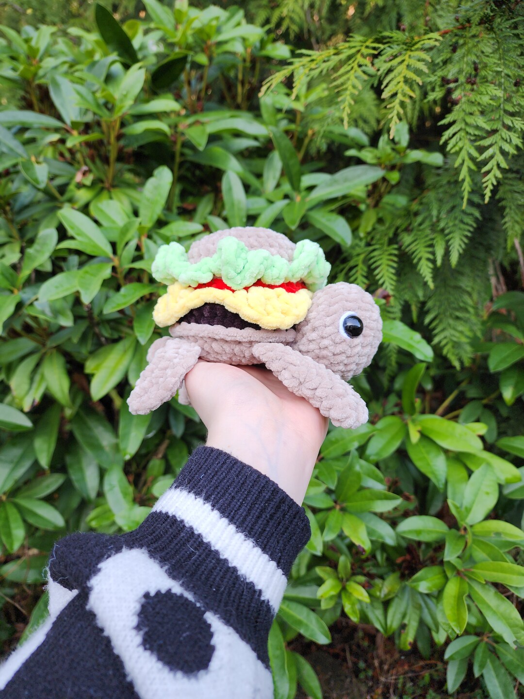 Crochet Burger Turtle Plushie: Handmade Parfait Yarn Stuffed Animal - Etsy