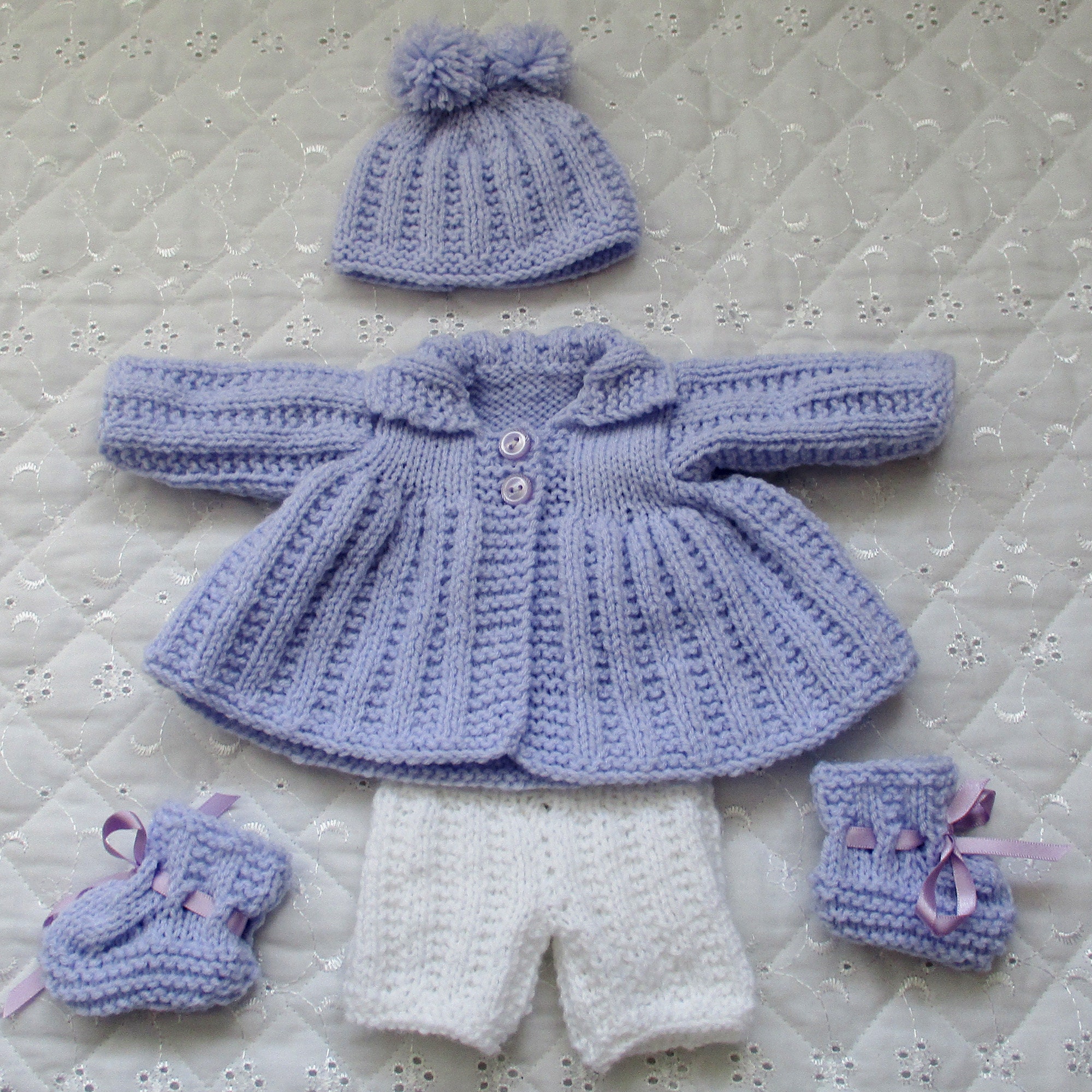 Easy Dolls Clothes Knitting Pattern Matinee Jacket Set, 10 Inch Doll ...