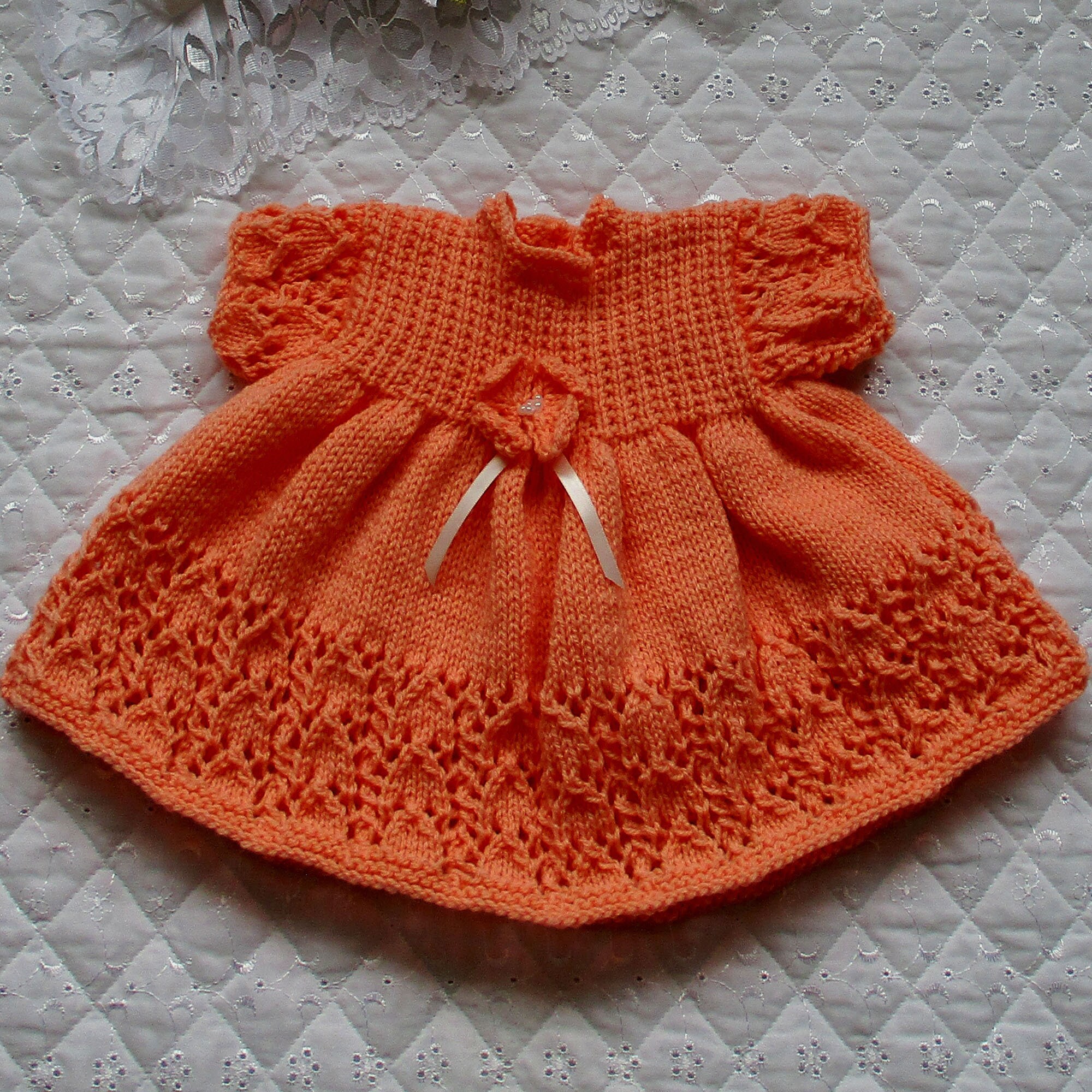 Knitting Pattern Baby Dress, Head Band, Mary Jane Shoes, 17-22 Inch ...