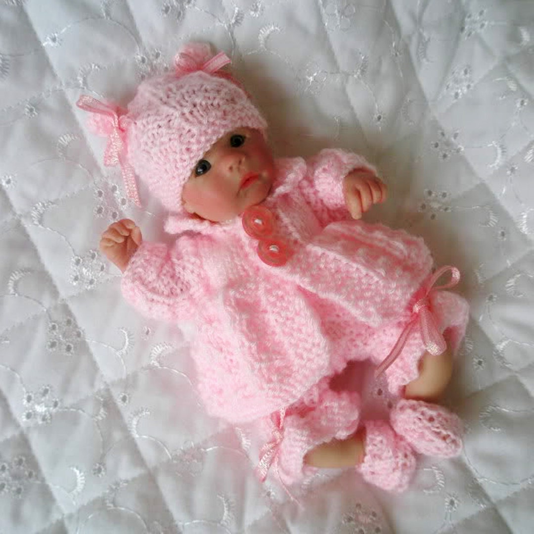 Dolls Clothes Easy Knitting Pattern, Matinee Coat Pants Hat Shoes, to ...