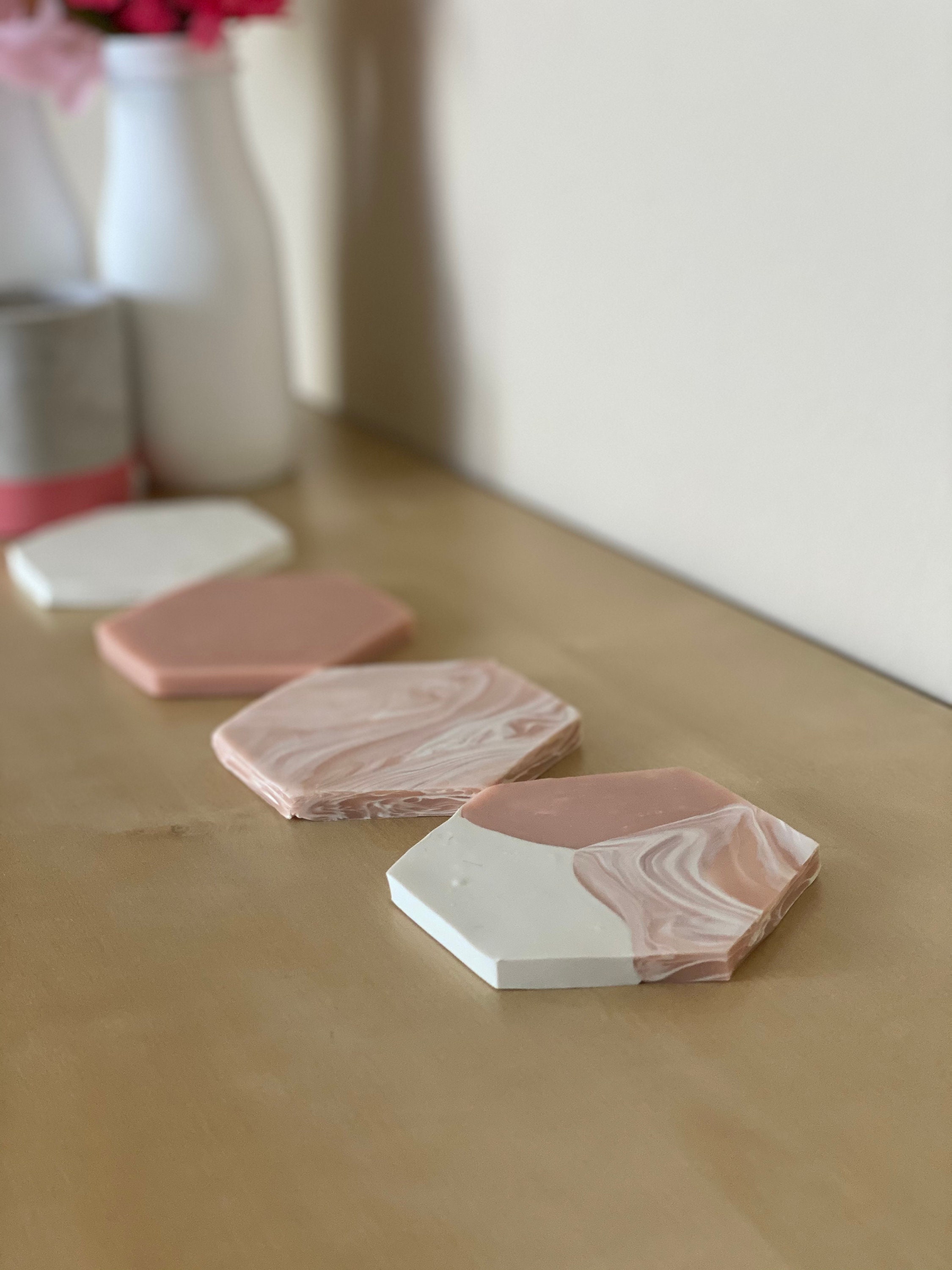 Modern Handmade Polymer Clay Coasters set of 4 - Etsy