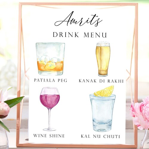 Editable Punjabi Drink Menu Punjabi Wedding Bar Menu - Etsy Canada