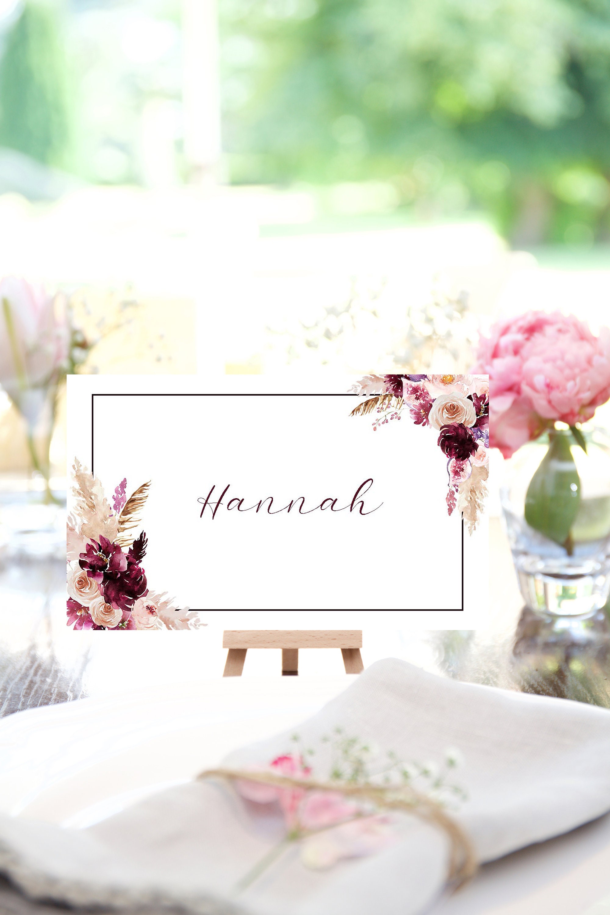 Boho Place Card - Name Card for Wedding 2020. Custom Bohemian Wedding ...