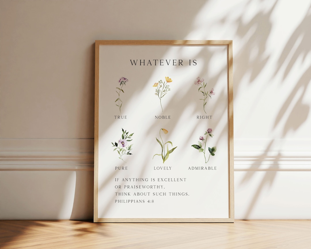 Whatever is True - Philippians 4:8 Large Print Bible Verse Wall Art ...