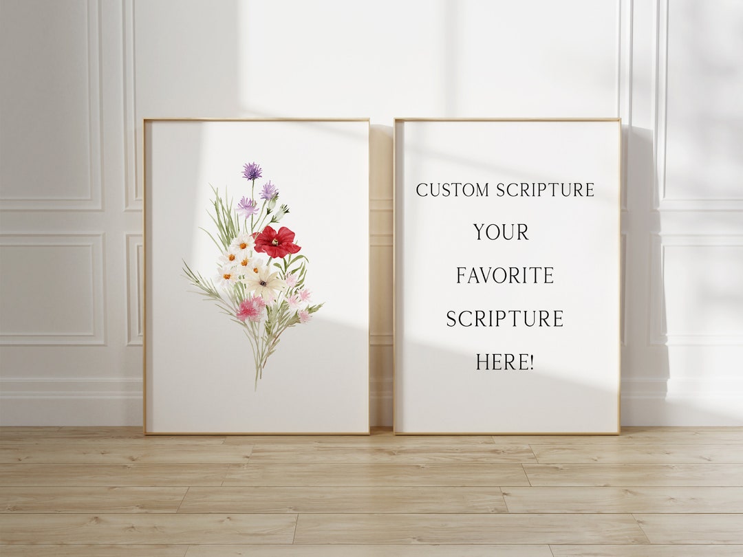 CUSTOM SCRIPTURE - Christian Wall Art Set of 2, Bible Verse Wall Art ...