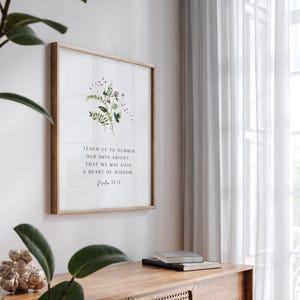 Teach Us to Number Our Days - Psalm 90:12, Floral Christian Wall Art ...
