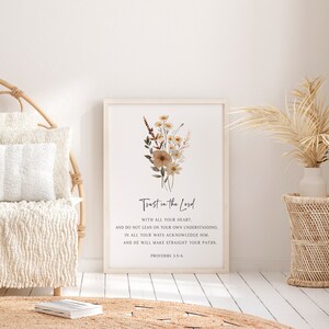 Trust in the Lord - Proverbs 3:5-6, Floral Christian Wall Art, Bouquet ...