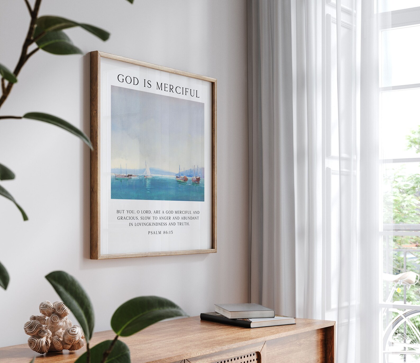 God is Merciful - Psalm 86:15, Christian Landscape Wall Art, Christian ...