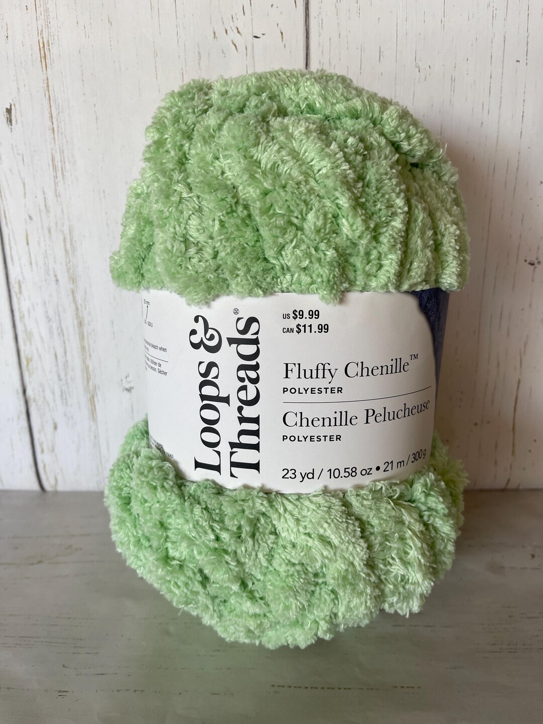 SPRING GREEN Yarn ~ Fluffy Chenille ~ Loops and Threads~ Free Shipping ...