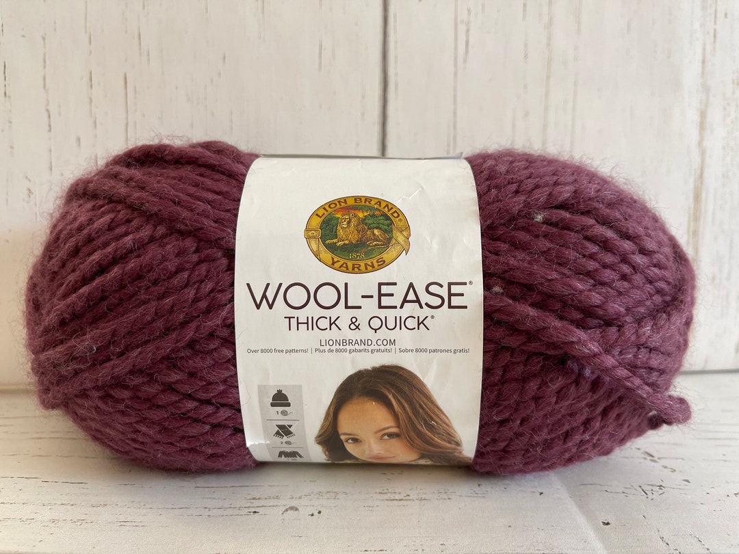 LION BRAND WOOL Ease Thick and Quick Yarn ~ Fig ~ 6 Oz/170g (106 Yd/97 ...
