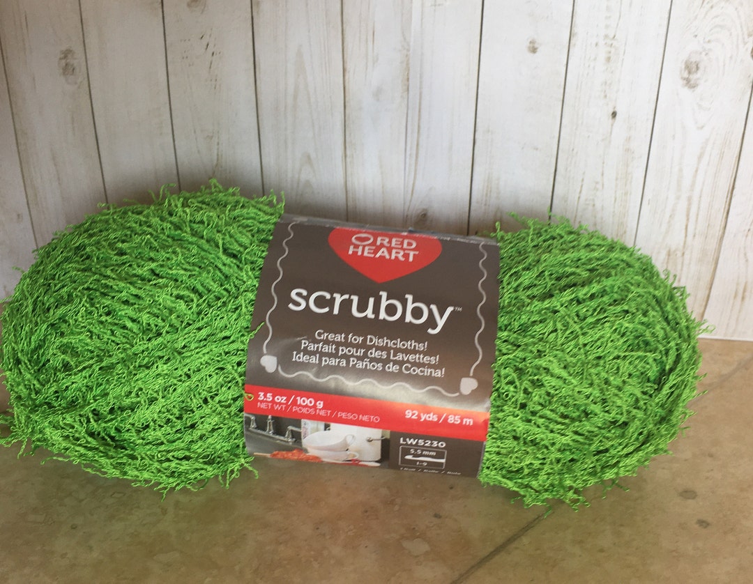 RED HEART Scrubby LIME 3.5oz/100g, 92yds/85m Size Medium 4 Great for ...