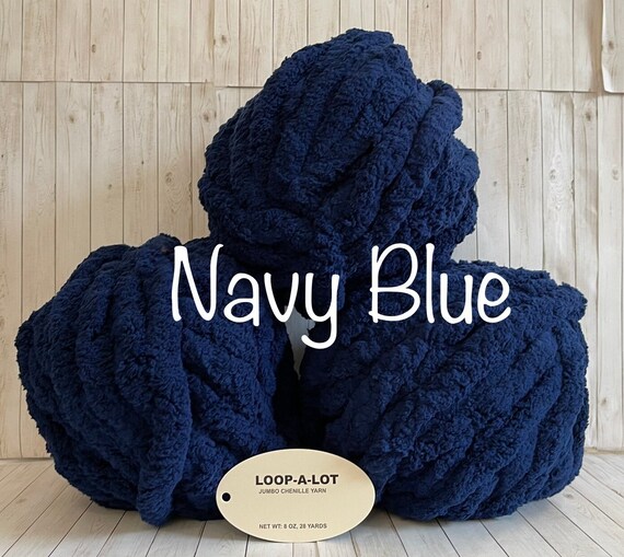JUMBO Chenille Yarn NEW COLOR Navy Blue Loop-a-lot | Etsy