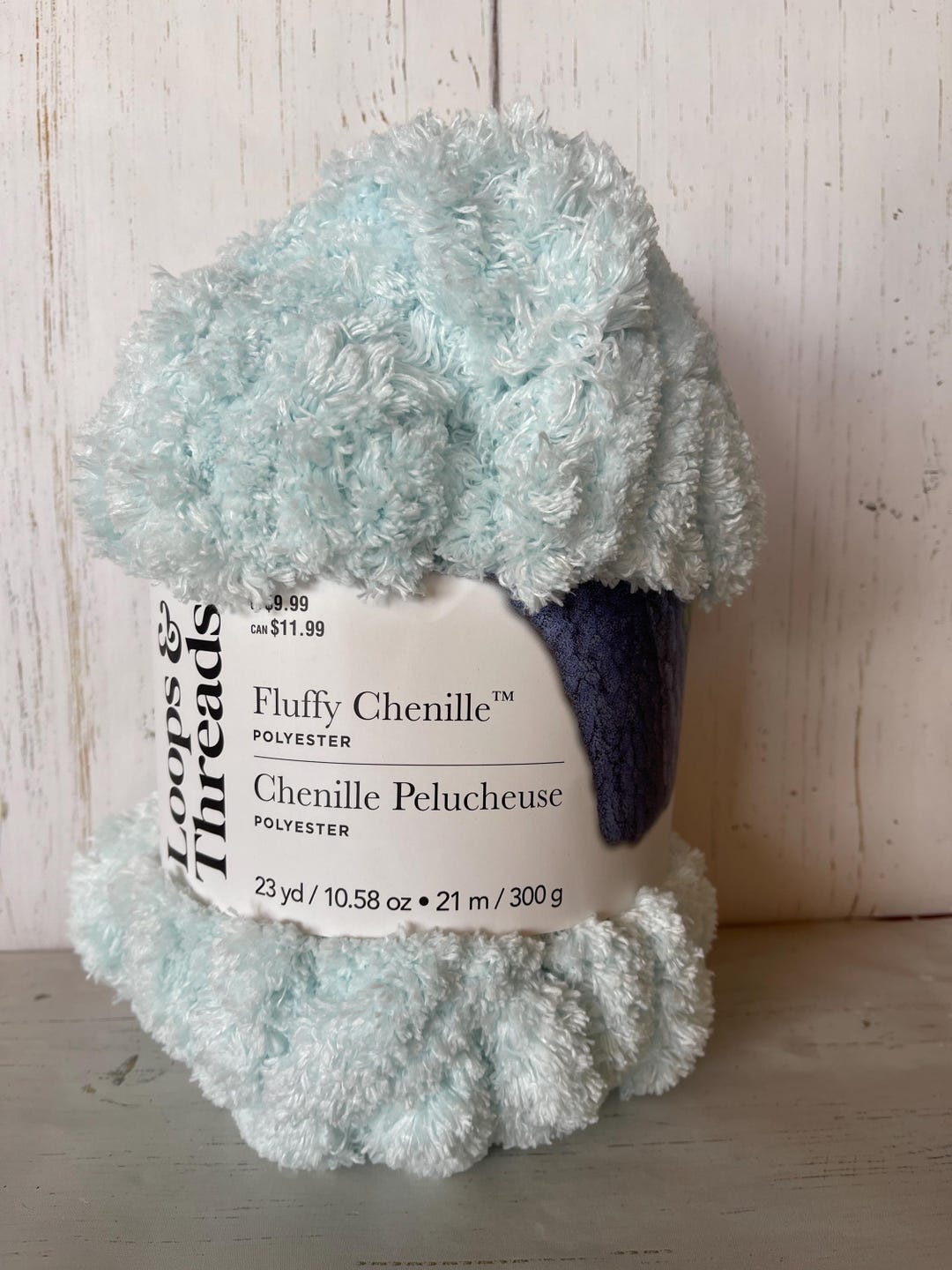 Pale Blue Yarn ~ Fluffy Chenille ~ Loops and Threads~ Free Shipping ...