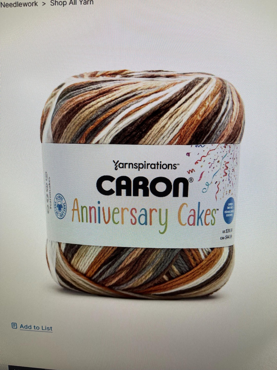 BIRCH BARK YARN Caron Anniversary Cakes, 1061 Yards, 35.3 Oz. 35.3 Oz ...