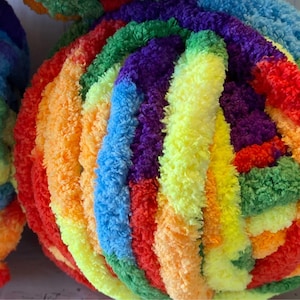 Free Shipping!! Chenille Yarn ~ RAINBOW Yarn ~ Loop-a-lot ~ Chunky Yarn ...