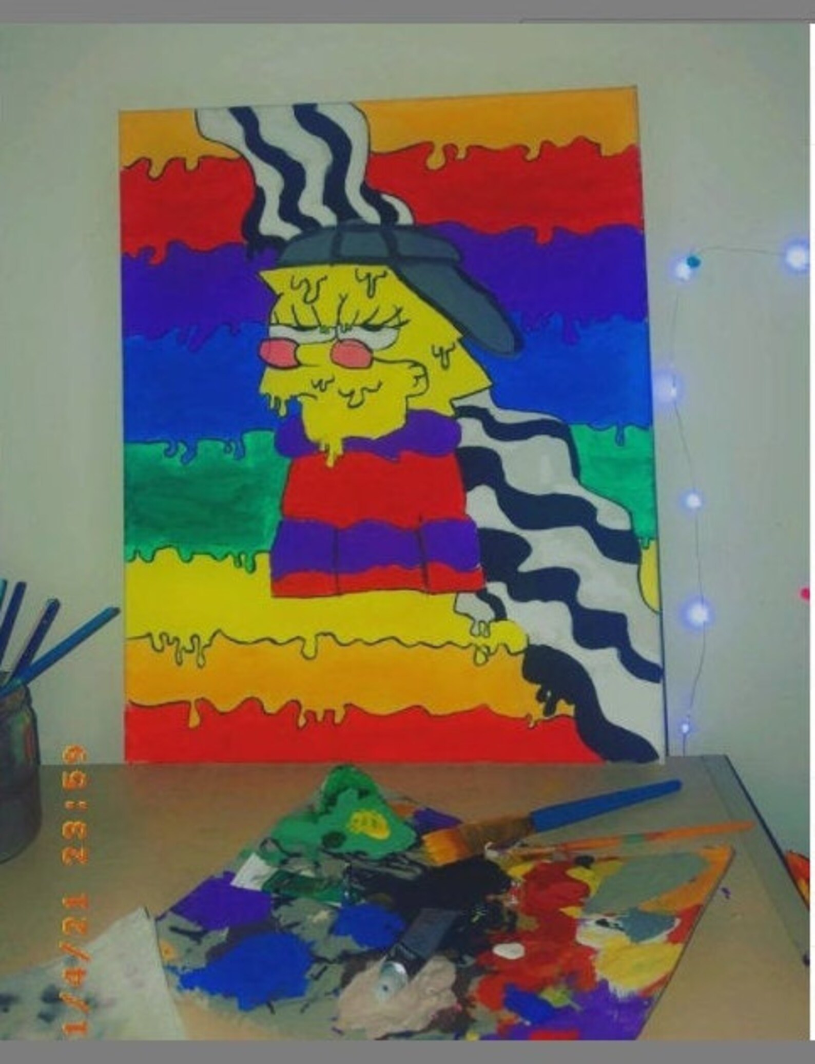 Simpsons drippy painting | Etsy