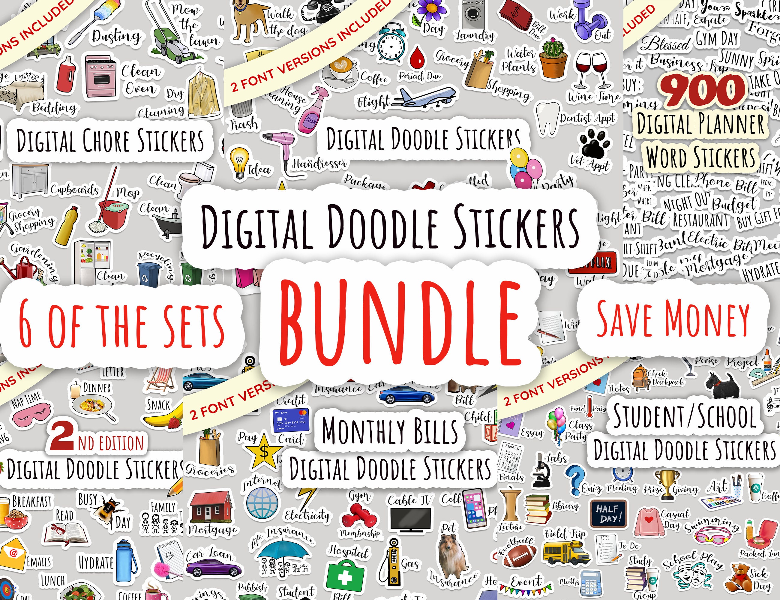 Everyday Life DIGITAL PLANNER Stickers Bundle Pack PNG - Etsy