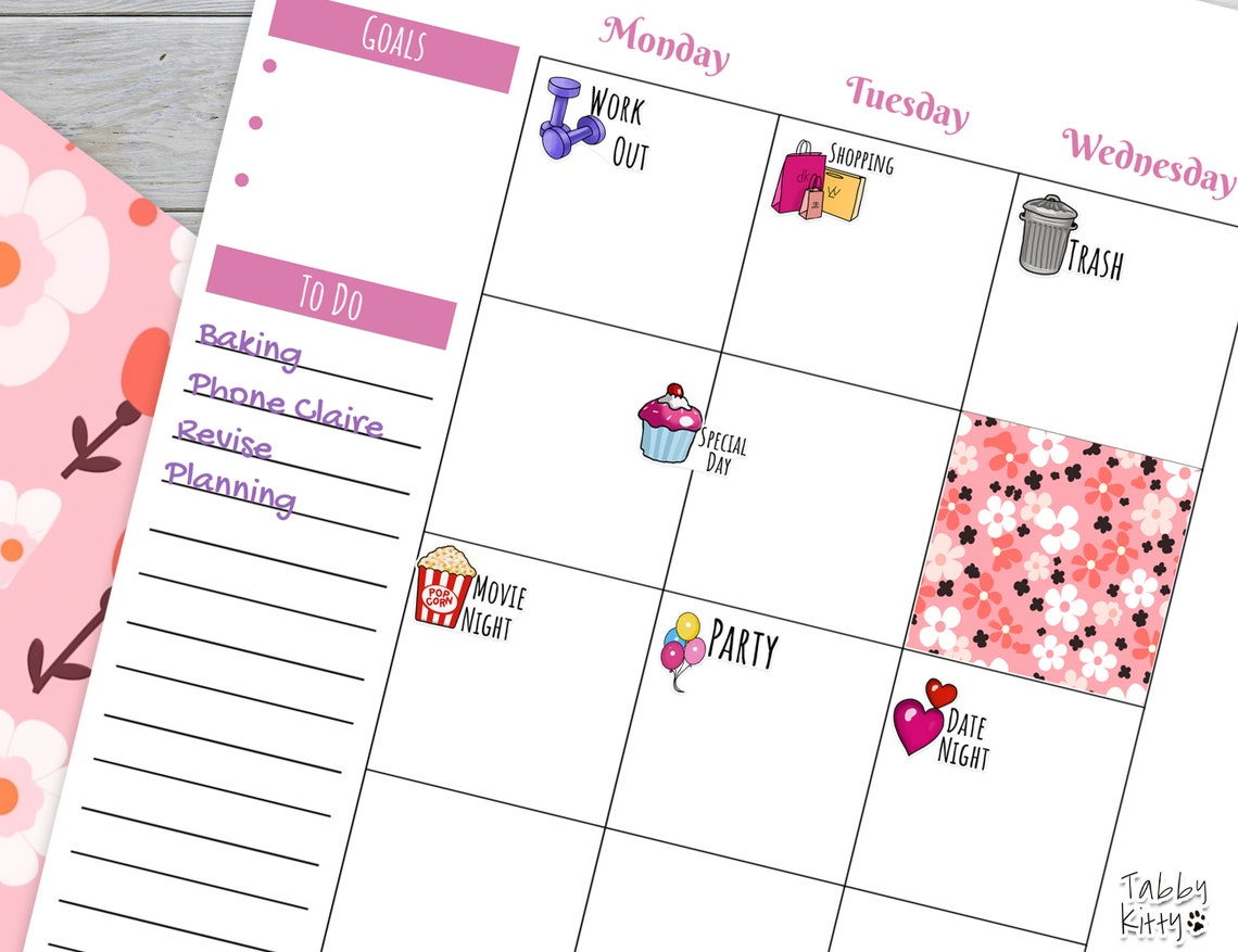 Everyday Planner Stickers Printable Digital Functional Daily Doodles ...