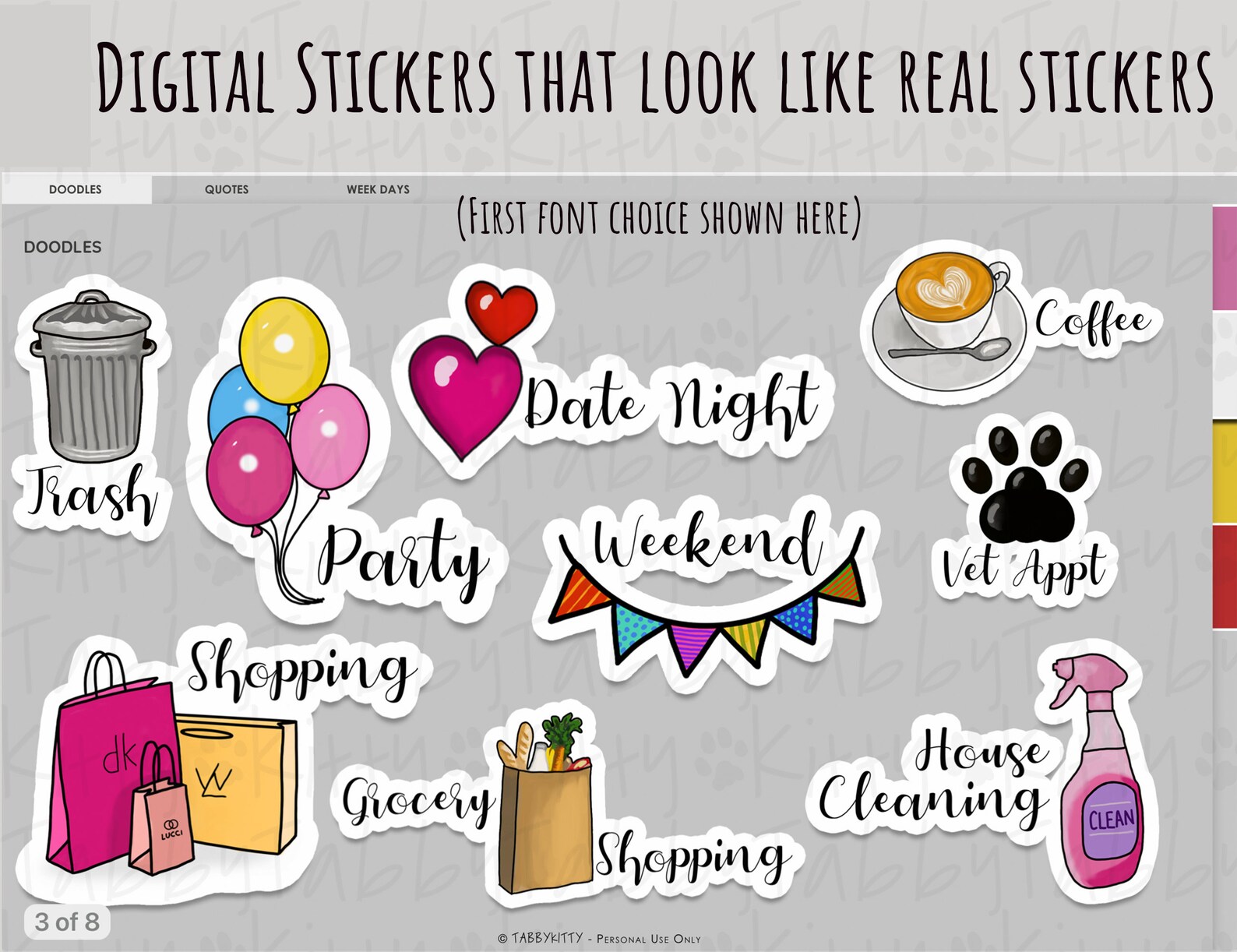 Everyday Life DIGITAL PLANNER Stickers PNG Goodnotes - Etsy