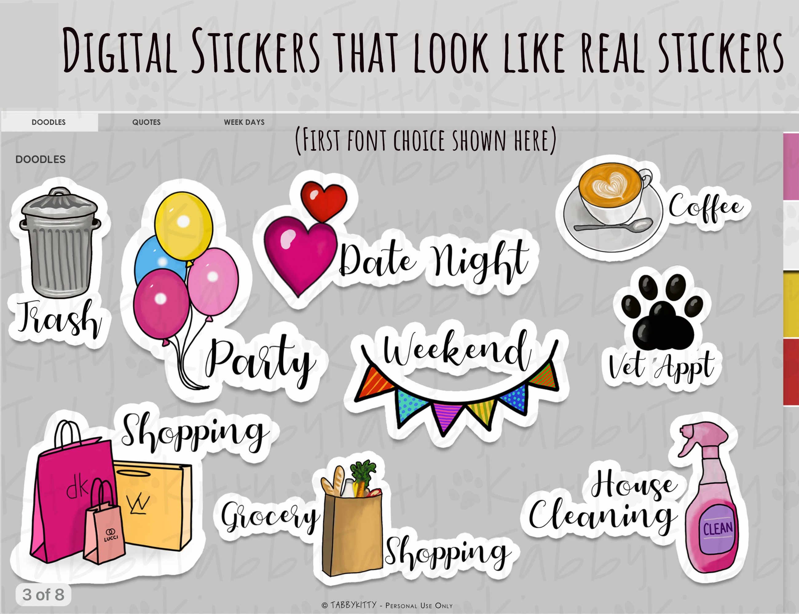Everyday Life DIGITAL PLANNER Stickers PNG Goodnotes - Etsy