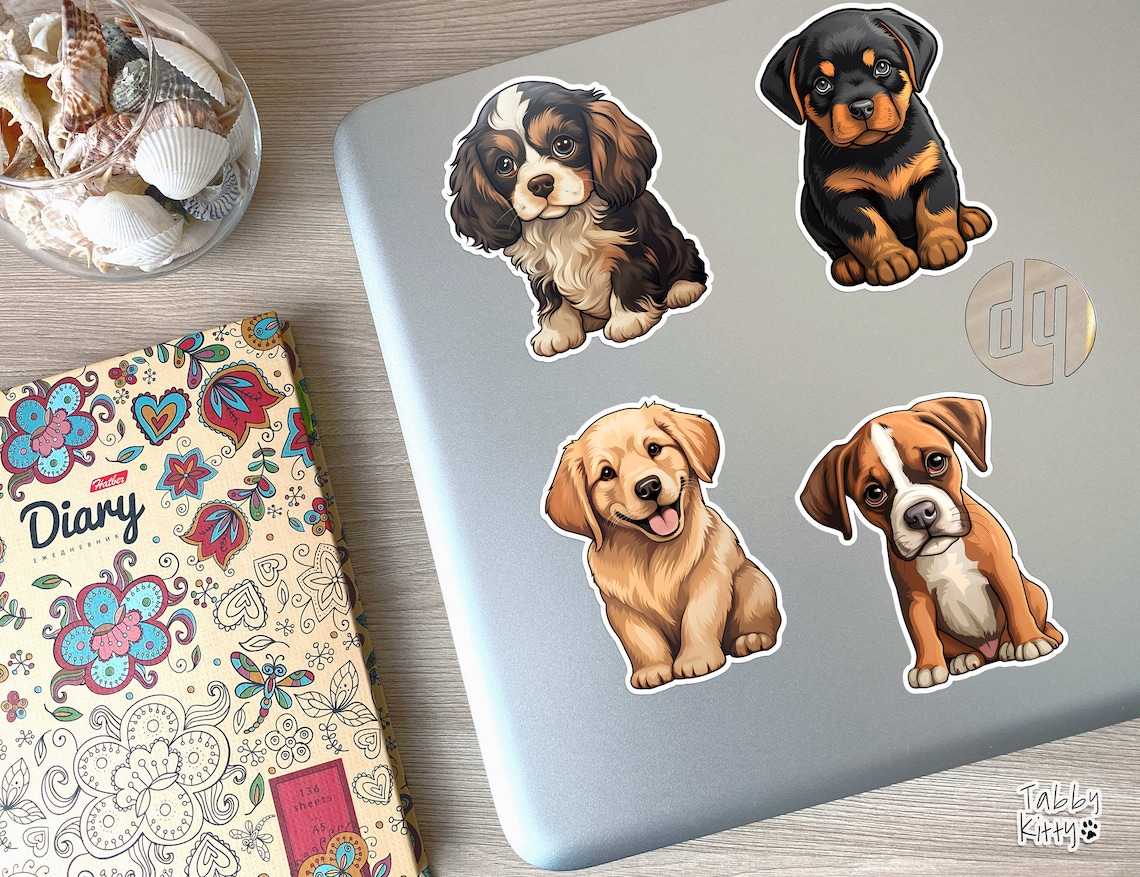 Cute Puppy PRINTABLE Sticker Sheets Print and Cut, PNG Sticker, 26 ...