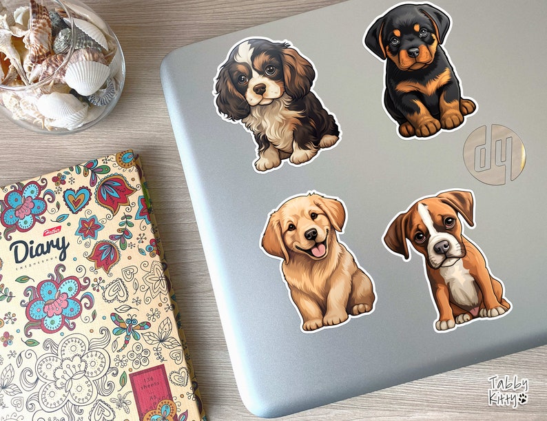 Cute Puppy PRINTABLE Sticker Sheets Print and Cut, PNG Sticker, 26 ...