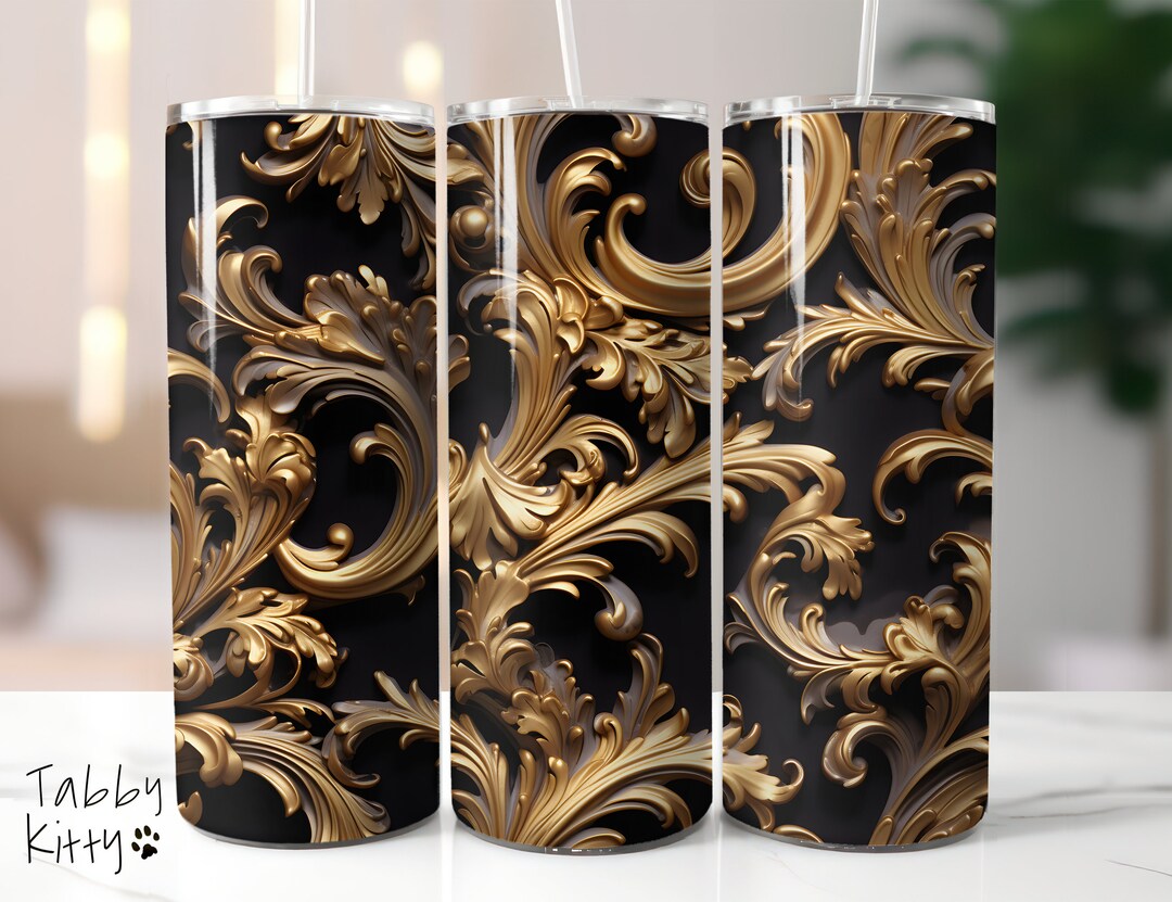 3d Baroque Rococo Carved Flourish Ornate Seamless V3, 20 Oz Skinny Tumbler Sublimation Design ...