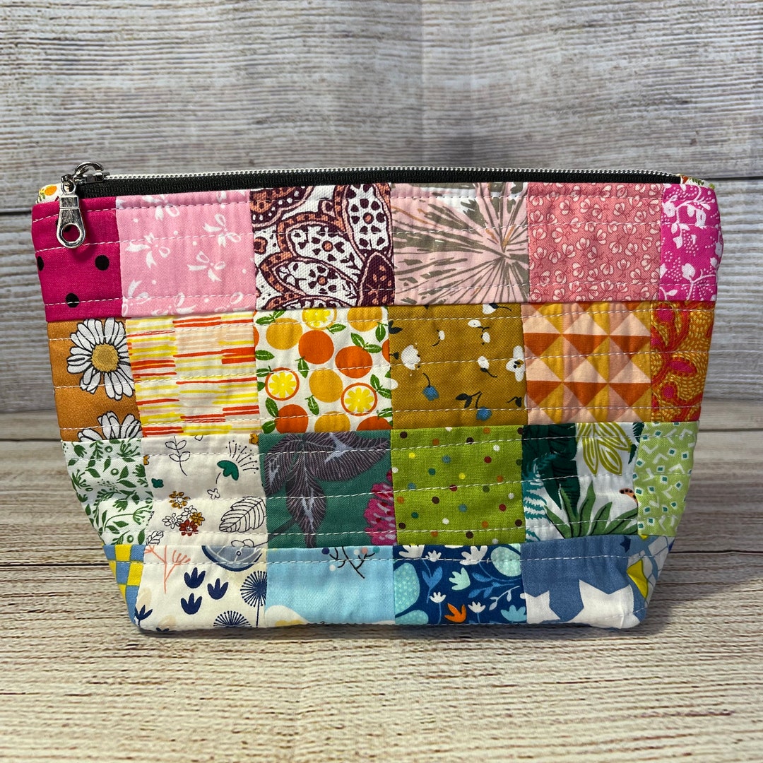 Multicolored Rainbow Themed Patchwork Zipper Pouch, Make up Bag ...