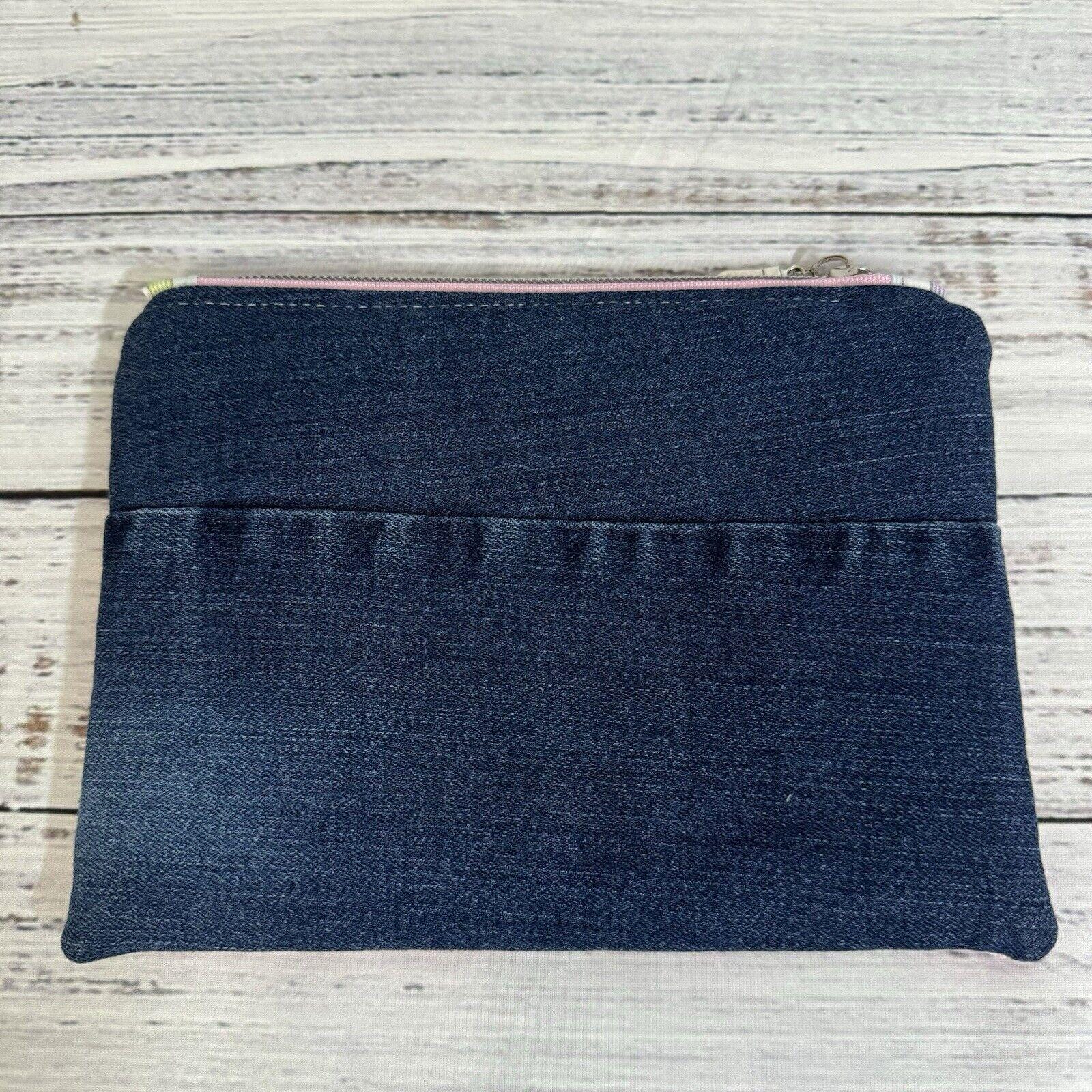 Patchwork, Multi-colored Fabric Designs, Denim Zipper Pouch, Handmade - Etsy