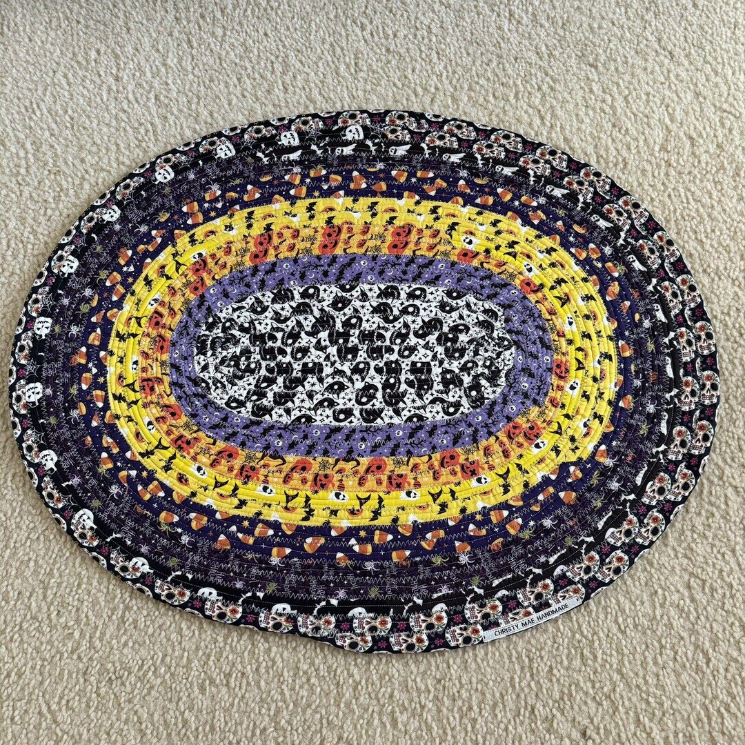 Jelly Roll Rug, Fabric Strip Rug, Halloween Theme Accent Rug - Etsy