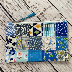 Blue Themed Patchwork Denim Zipper Pouch - Etsy