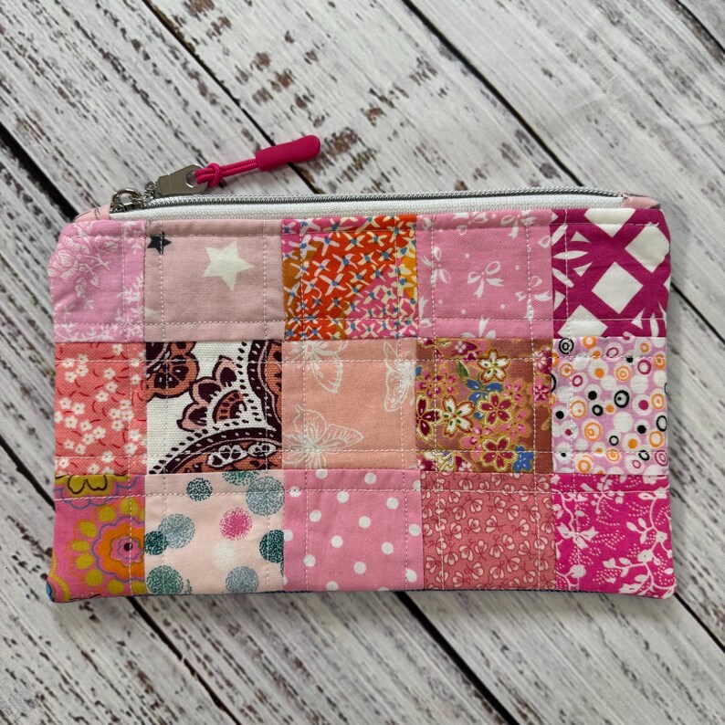 Pink Themed Patchwork Denim Zipper Pouch - Etsy