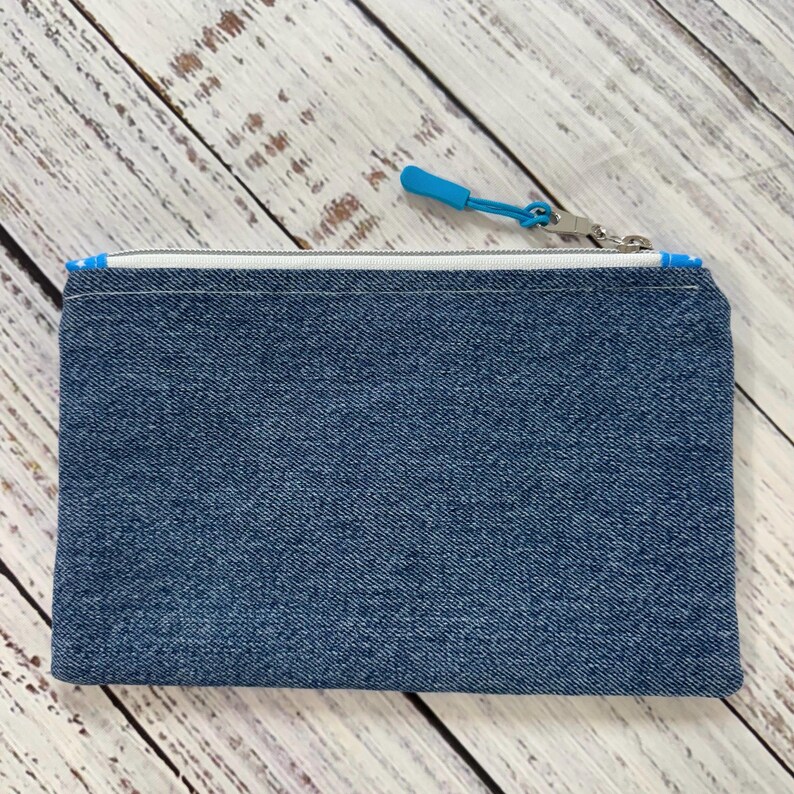 Blue Themed Patchwork Denim Zipper Pouch - Etsy